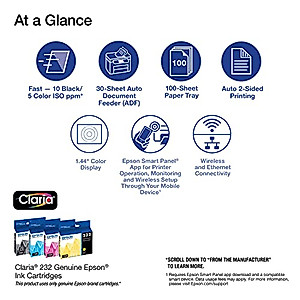 Epson Workforce WF-2930 Wireless All-in-One Printer with Scan, Copy, Fax, Auto Document Feeder, Automatic 2-Sided Printing and 1.4" Color Display,Black