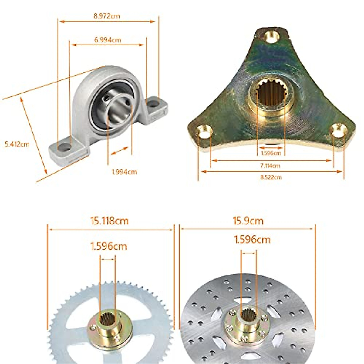 labwork Rear Live Axle Kit with Brake Assembly & Chain Replacement for Drift Trike Go Kart 50cc 70cc 90cc atv quads 29 inch/740mm