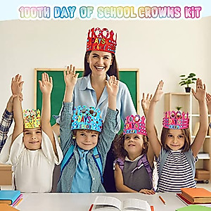 30 Pcs 100 Days Paper Crowns, 100 Day of School Rhinestones Paper Crowns for Kids 100 Days of School Decorations Party Hats for 100th Day Celebration Party Favors Supplies Classroom Decorations