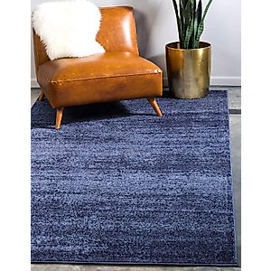 Unique Loom Del Mar Collection Area Rug - Lucille (9'x 12' Rectangle, Navy Blue/ Ivory)