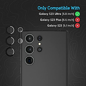 Pelican Samsung Galaxy S23 Ultra Camera Lens Protector w/ Metal Rings - 9H Tempered Glass - Durable Anti-Scratch Tech & Anti-Shatter - Ultra HD View with Night Shooting & Case Friendly, Easy Install