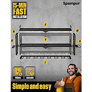 Spampur Power Tool Organizer for Tool Storage, Drill Holder Wall Mount, Tool Organizers and Storage Rack for Garage Organization, Heavy Duty Metal Tool Shelf, cordless drill storage for Father's Day