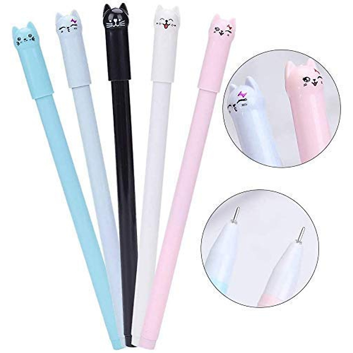 sencoo Girl Cute Pens Kawaii Pen Cute Cat Pen 0.5 mm Gel Pens Black Ball Point Pens for School Office Supplies (12 cat)