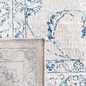 SAFAVIEH Brentwood Collection Area Rug - 8' x 10', Light Grey & Blue, Oriental Floral Scroll Design, Non-Shedding & Easy Care, Ideal for High Traffic Areas in Living Room, Bedroom (BNT854G)