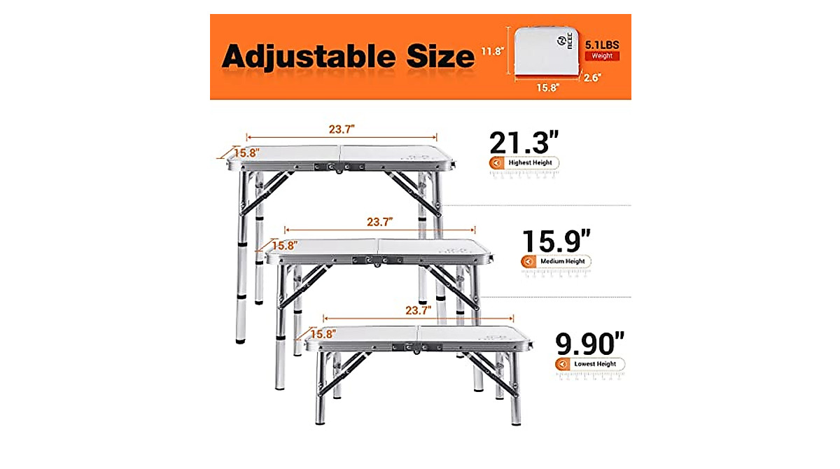 Adjustable Folding Card Table - Portable & Lightweight