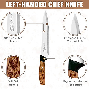 Lefty’s Left Handed Chef Knife - Stainless Steel Durable Blade - Extra Sharp - Great for Cutting, General Purpose, Kitchen items - Gifts for Left-Handed People, Lefty, Adults, Man, and Women
