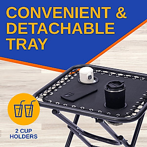 SereneLife SLZGHTBGY32.5 Outdoor Adjustable Zero Gravity Lounge Chair Recliners with Table and Padded Headrest Pillows, 2 Pack, Deep Gray