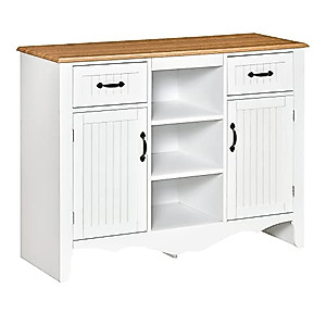 HOMCOM 42" Sideboard Buffet Cabinet, Accent Kitchen Cabinet, Coffee Bar Cabinet with Storage Drawers and Adjustable Shelves for Living Room, White