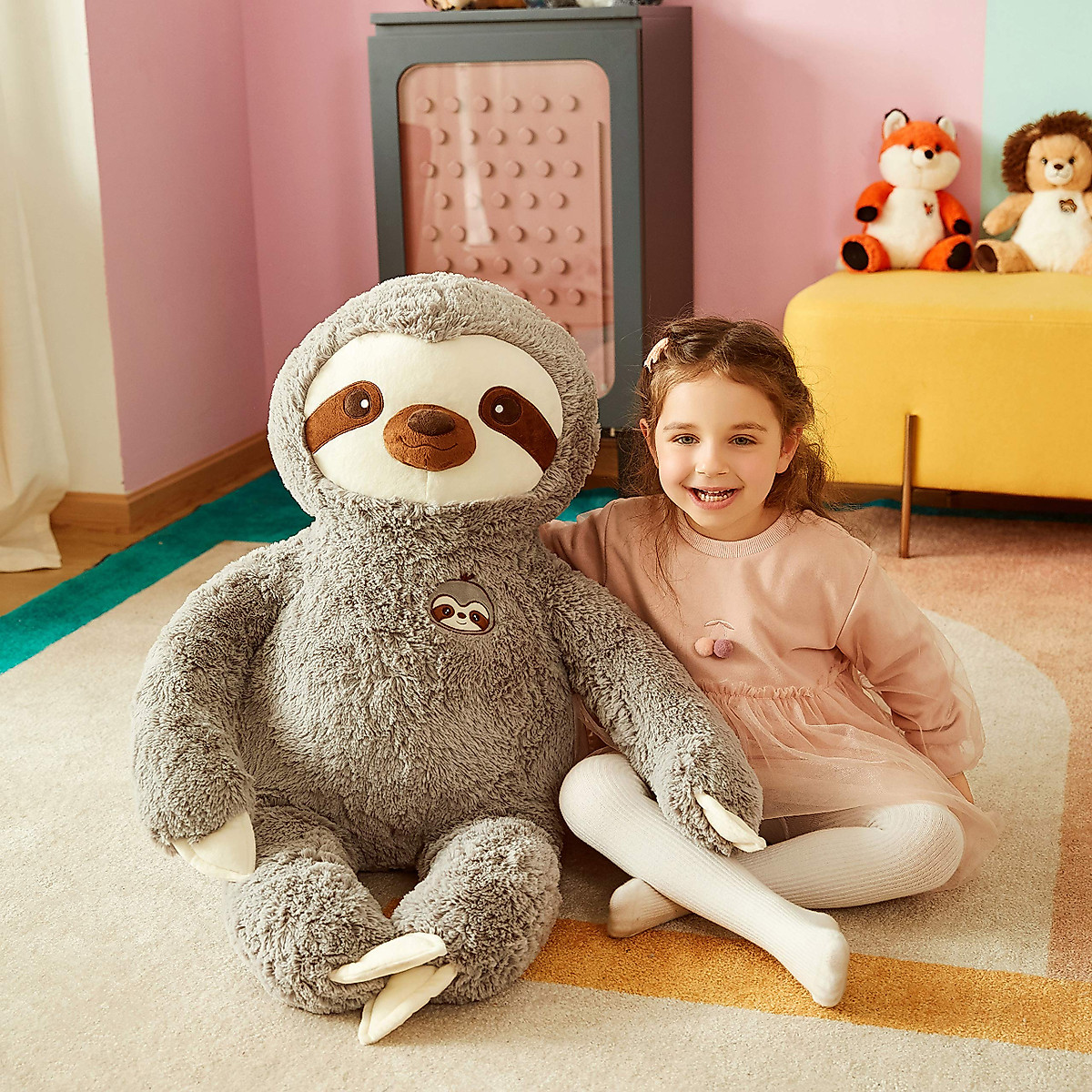 IKASA Large Sloth Stuffed Animal Plush Bradypode Toy for Children (Gray, 30 inches)