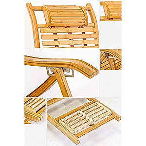Lounge Chair, Zero Chair,Lounge Chairs,Wooden Folding Rocking Chair Balcony Bamboo Adjustable Back Chair with Headrest and Foot Massage Outdoor Sun Loungers,Support 300kg