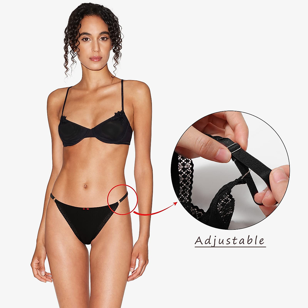 Aijolen Adjustable G-string Thong for Women Cotton Stretch Underwear T-Back Lace Panties Low Waist Tangas Sexy S-XL