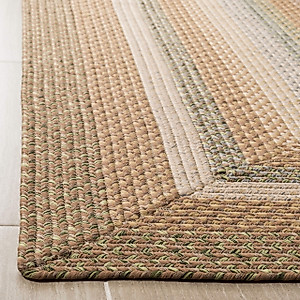 SAFAVIEH Braided Collection 4' x 6' Tan / Multi BRD314A Handmade Country Cottage Reversible Area Rug