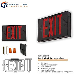 LFI Lights | Red Exit Sign | All LED | Black Thermoplastic Housing | Hardwired with Battery Backup | Optional Double Face and Knock Out Arrows Included | UL Listed | LED-R-B