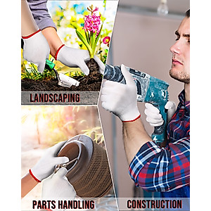 SATINIOR 36 Pairs Hand Work Gloves White Cotton Liners Gloves Safety Work Gloves Liners Men Women Cotton BBQ Gloves (Red Edging), One Size