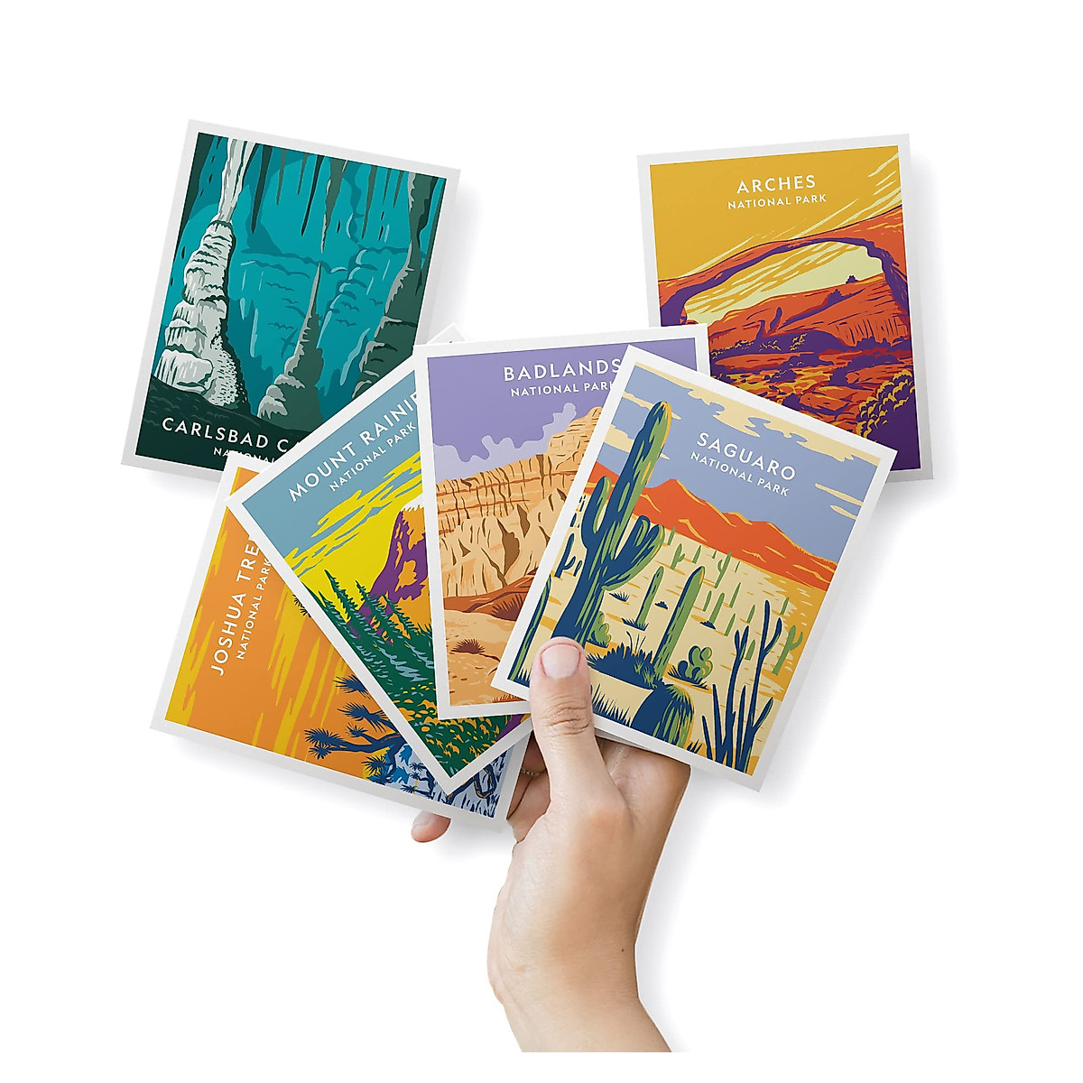 Twigs Paper - Assorted Art National Parks Greeting Cards - Stationery Cards with Envelopes - Thank You and Blank Note Cards - Greeting Cards for All Occasions - Made in USA (5.5 x 4.25, Set of 12)