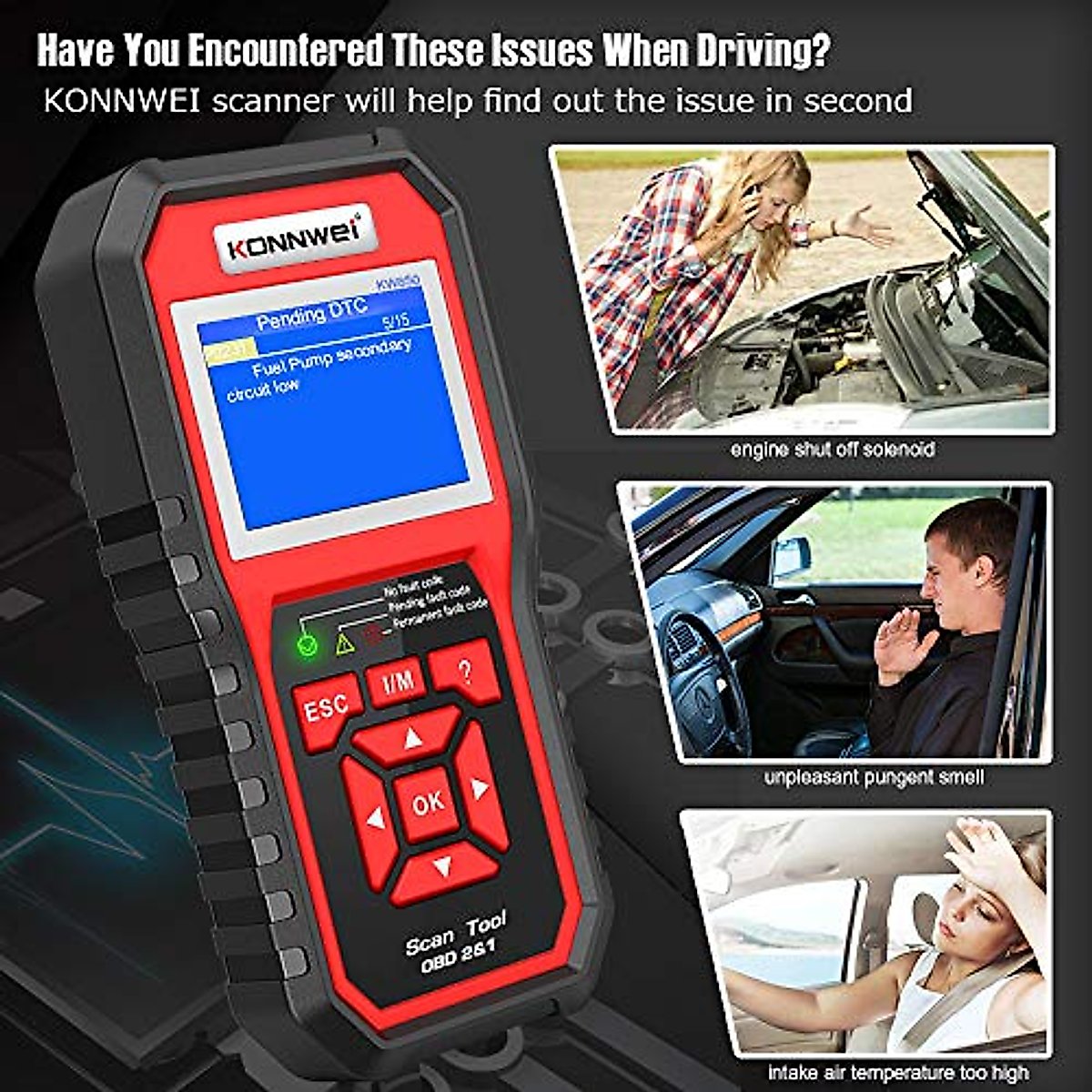 KONNWEI KW850 Professional OBD2 Scanner Auto Code Reader Diagnostic Check Engine Light Scan Tool for OBD II Cars After 1996(Original)