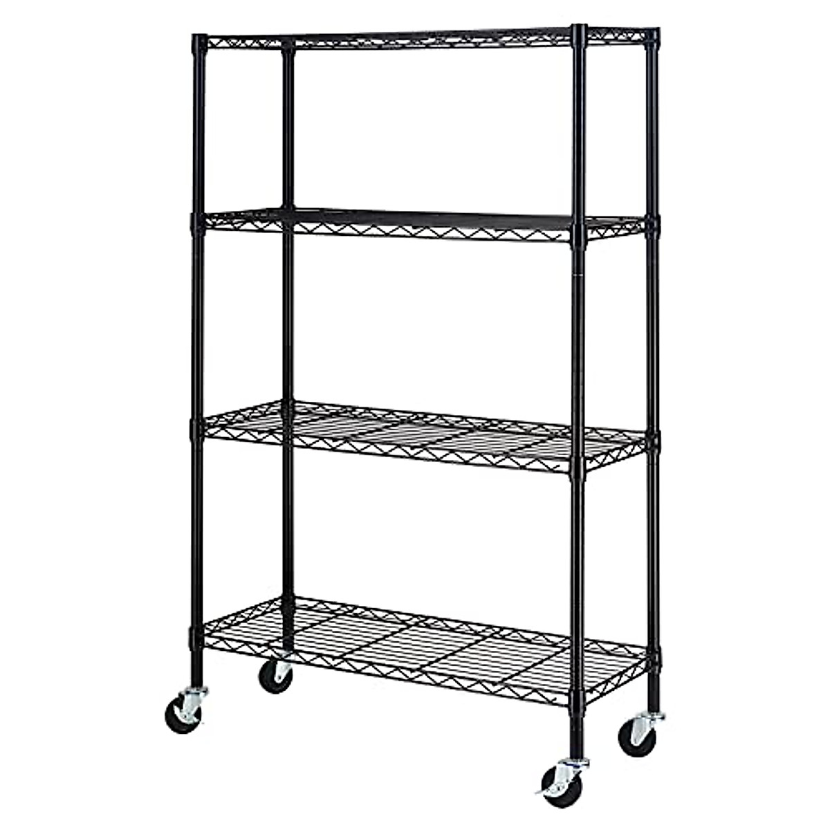 SINGAYE 4 Tier Adjustable Shelf,Heavy Duty Shelving Unit 1400Lbs Capacity with Wheels 350lbs Per Shelf Garage Shelf 36" Wx14 Dx57 H,Black