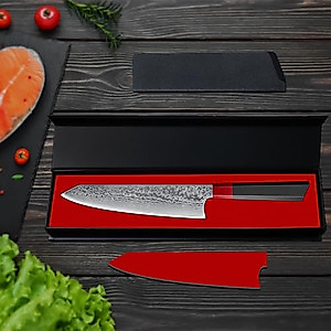 Ompusos 8.5” Chef Knife, Kitchen Knives Ultra Sharp, VG-10 Stainless Steel with Ergonomic G10 Octagonal Handle, Japanese Pro Chefs Knife Kitchen Knives with Gift Box & knife sheath