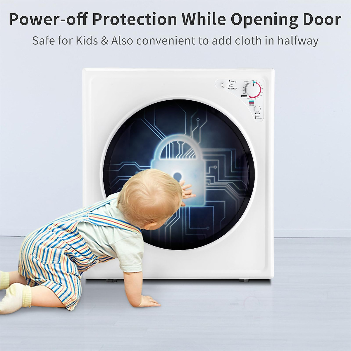 Winado Portable Clothes Dryer, 2.6 Cu.ft. Mini Laundry Dryer, 9LBS Compact Electric Dryer w/Simple Control Knob, Stainless Steel Tub, Wall Mounting Kits, for Apartments Dorms RVs 1400W