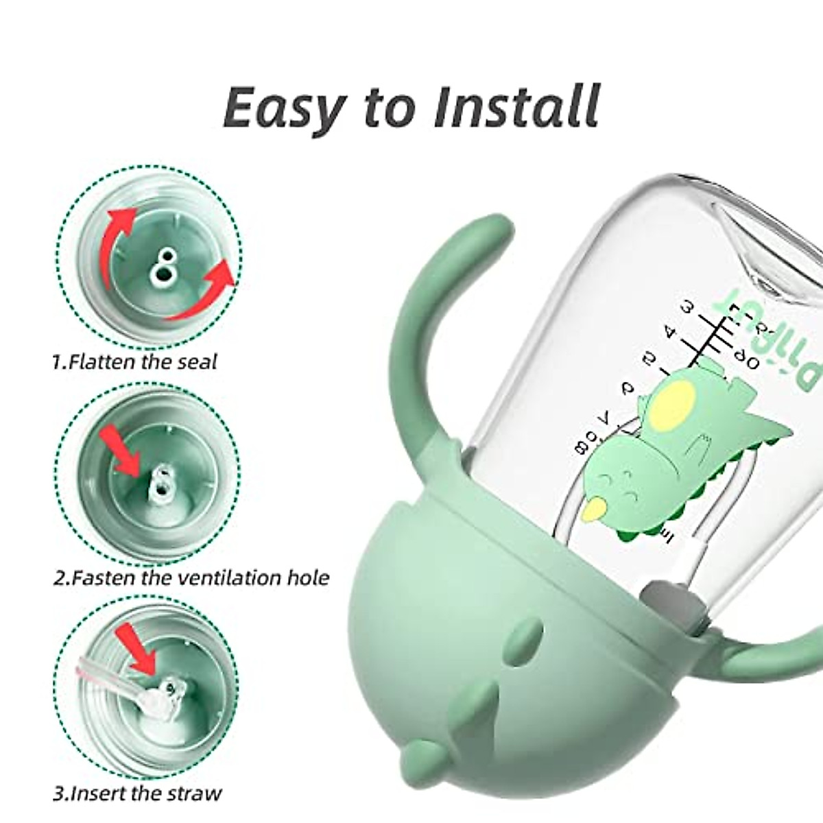 Piifur Baby Cup with Straw 12-18 months, Weighted ball Sippy cup for Toddlers with Handle, Water Bottle for Kids 8 Ounce (Pink)