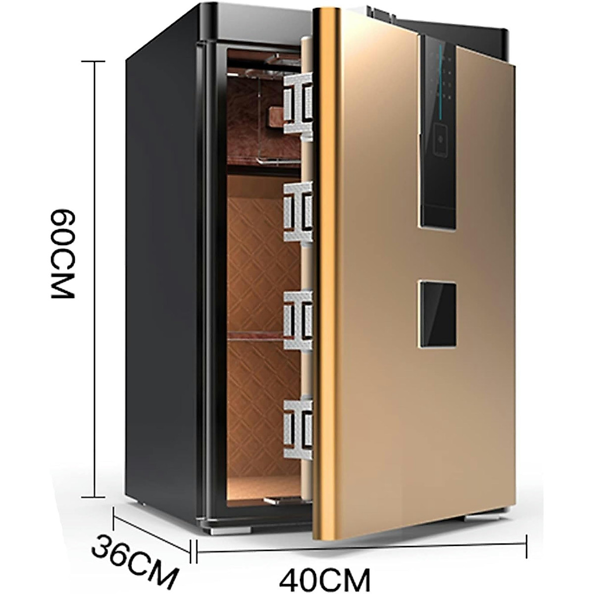 Digital Safe Box, Extra-Large Security Fireproof Waterproof Safe, Money Safe with Double Safety Key Lock Password Interior Lock Box, for Protect Money, Jewelry, Documents (Color : Gold)