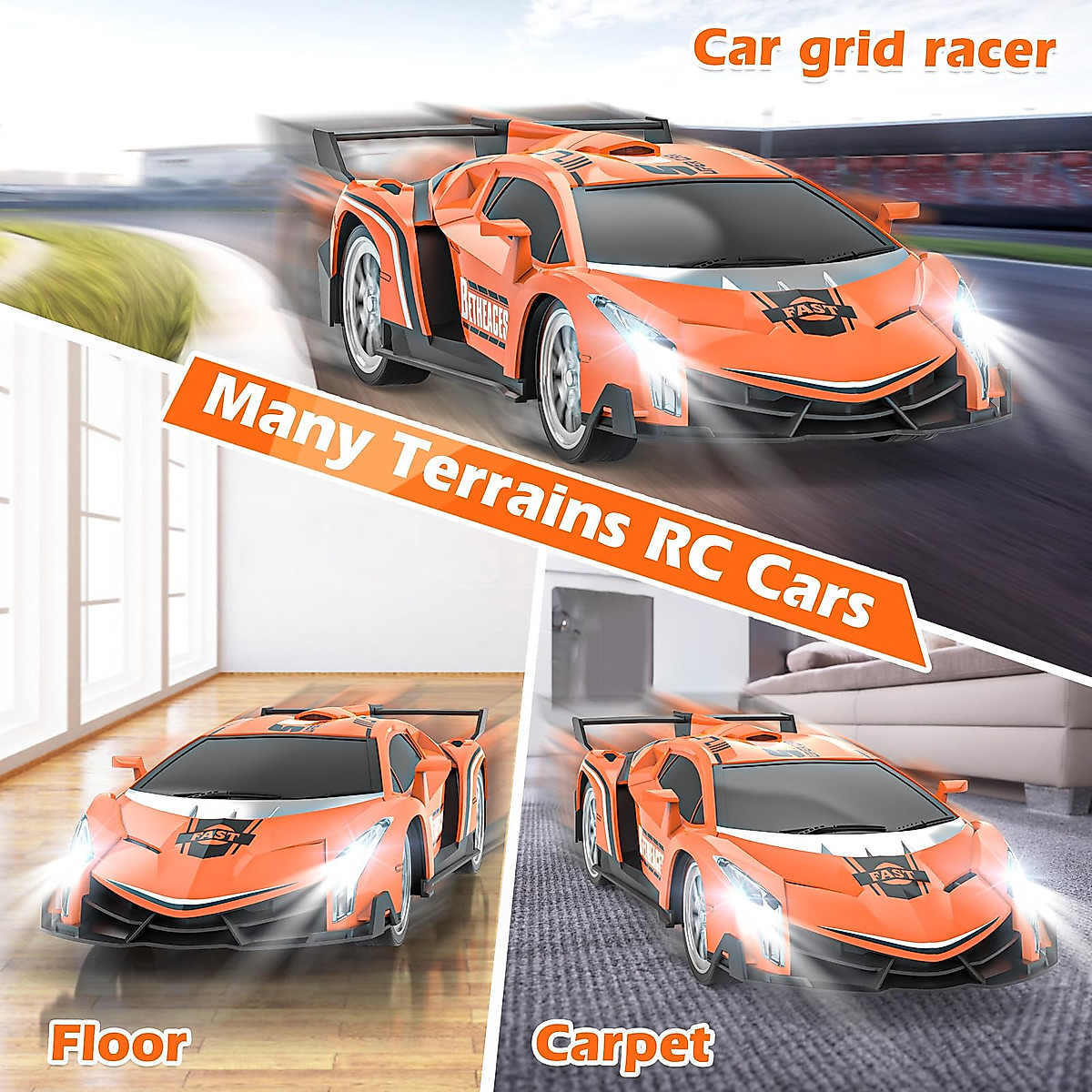 Growsland Remote Control Car RC Cars Xmas Gifts Toys for Kids 1/18 Electric Sport Racing Hobby Rc Crawler Toy Car Boys Girls Adults Included Rechargable Batteries (Orange)