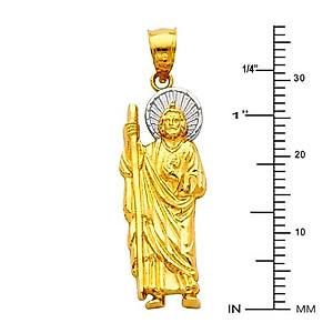 GoldenMine Fine Jewelry Collection 14K Two Tone Gold Large St. Jude Pendant