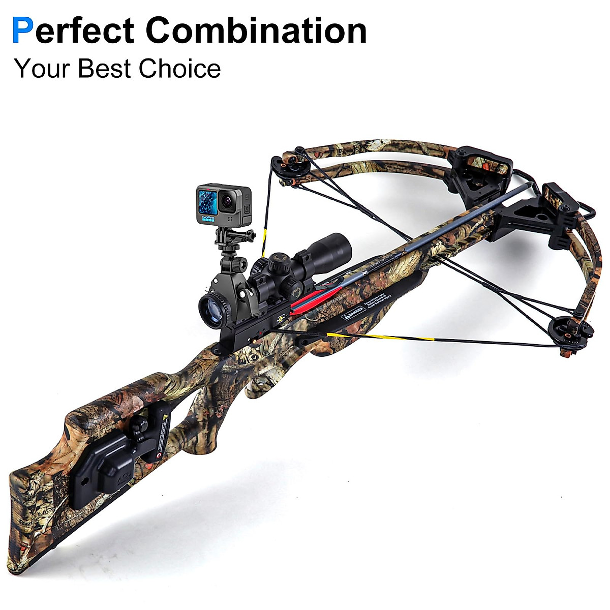 Kolasels Easy Installation Adjustable Crossbow Gun Scope Camera Clamp Mount with 1/4 Thread for Gopro Hero Session Fixation