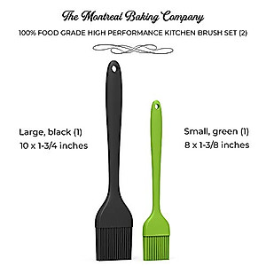 Silicone Basting Pastry Brush Set (2 Pack) COMMERCIAL GRADE Large and Small Brushes - Kitchen Oil Brush Set for Baking, Cooking, Barbecue BBQ, Marinating and Basting Dishwasher safe Food Grade