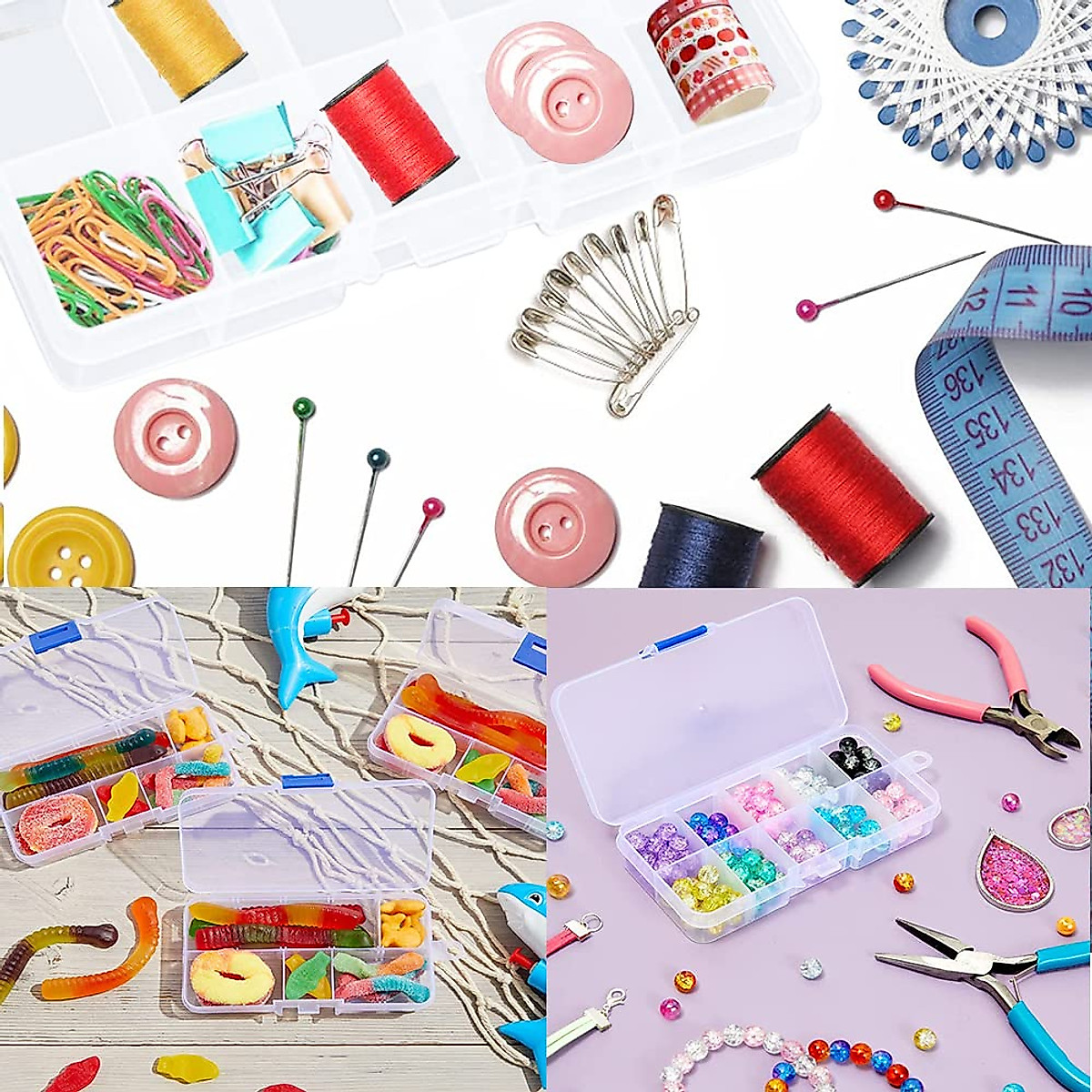 Utoolmart 10 Grid Plastic Transparent DIY Parts Storage Box, Removable Partition, Jewelry Storage Box, Screws, Handicrafts, Parts Storage Box