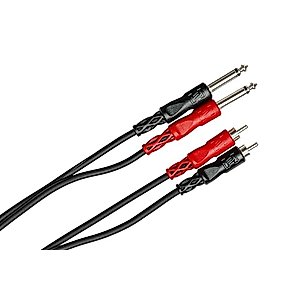 Hosa CPR-201 Dual 1/4" TS to Dual RCA Stereo Interconnect Cable, 1 Meter
