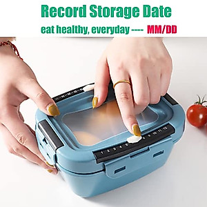 TeTeBak Food Storage Containers with Lids - BPA-free Plastic Airtight Food Storage Containers, Date-Tracker Bento Box Adult Lunch Box, Sets of 2