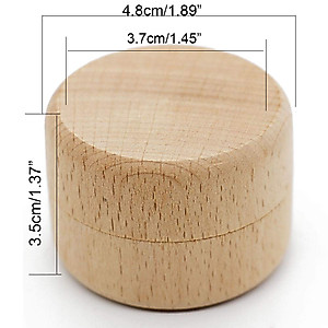 HOLLY TRIP 2PCS Small Round Unpainted Wooden Box, Wedding Ring Jewelry Boxes DIY Storage Trinket Bearer Box Container Case