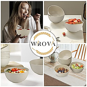 Wrova Wheat Straw Bowl Sets of 8,Unbreakable Cereal Bowl 26 OZ,Microwave and Dishwasher Safe Bowls,Kids Bowl suitable for Cereal,Salad,Snack and Soup. Winter-Snow Series