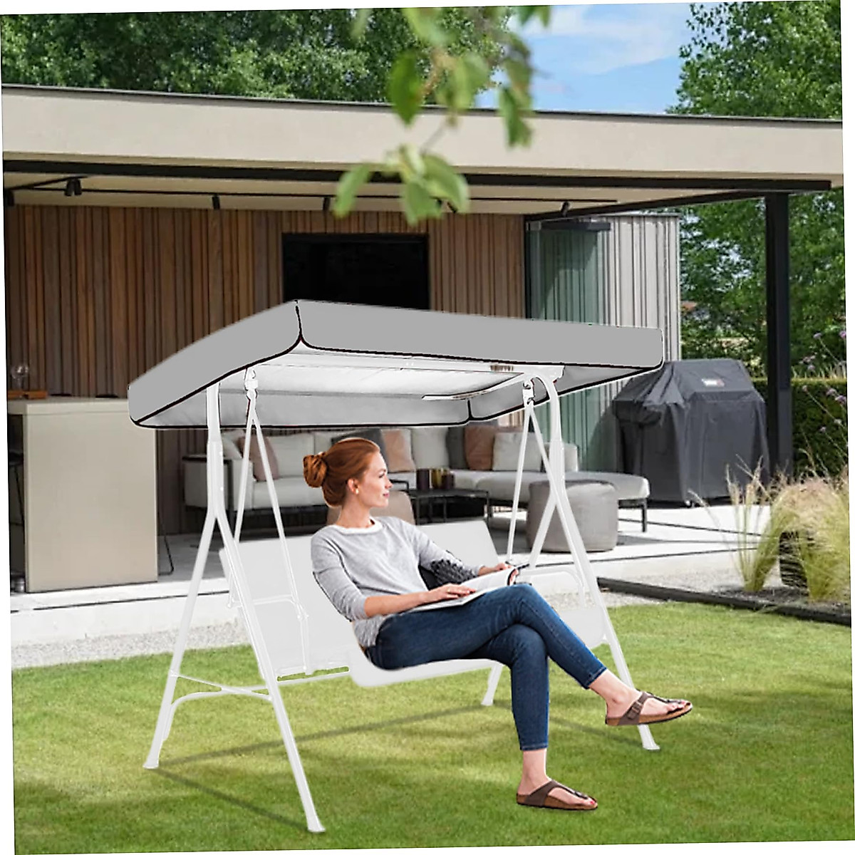 Swing Canopy Replacement, 75x47 Waterproof Swing Cover Replacement, Sunproof Outdoor Swing Cover for Garden Swing Chair Patio Hammock Grey Swing Cover Replacement Swing Cover Swing Seat Replacement