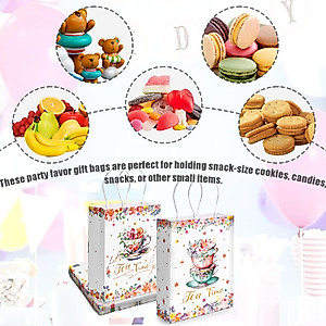 JOHOUSE 24PCS Tea Party Gift Bags, 5.5" x 2.8" x 8" Paper Bags Gift Bags Party Favor Bags Goodie Bags with Handles for Party Gifts Kids