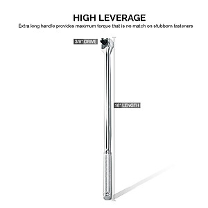 Neiko 03034A 3/8” Drive Extra Long Ratchet | 18” Length | 72 Tooth Gear | Cr-Mo Head | CR-V Steel