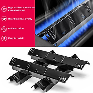 Uniflasy Grill Replacement Parts for Dyna-Glo DGH474CRP,DGH485CRP,Grill Part Kit for Dyna-Glo 3/4/5 Burner Grill,5-Pack Porcelain Steel Grill Heat Plates, 3-Pack Cast Iron Cooking Grates
