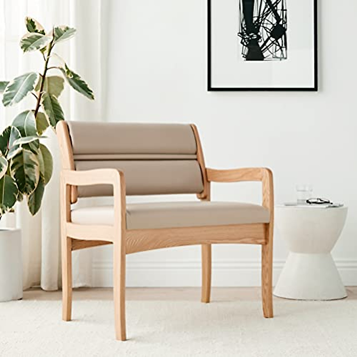 Wooden Mallet DWBA3-1 Valley Bariatric Guest Chair, Light Oak/Cream