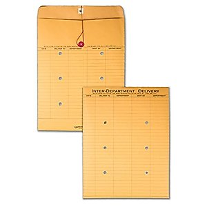 Quality Park Interoffice Envelopes, String and Button, Brown Kraft, 10 x 13, 100 per Case, (63561)