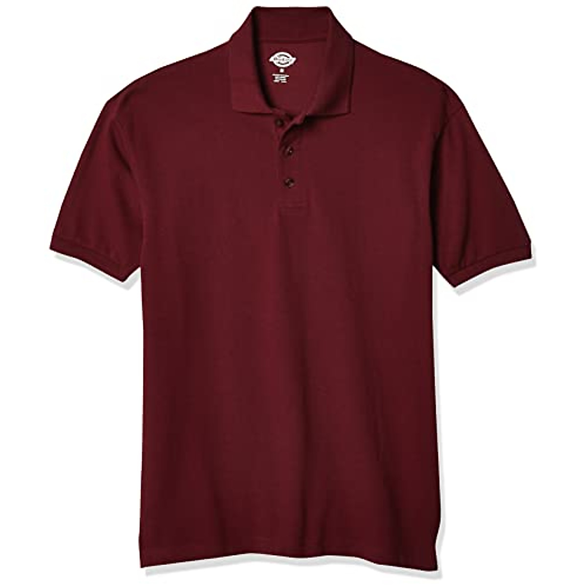 Dickies Men's Short Sleeve Pique Polo, Burgundy, Medium