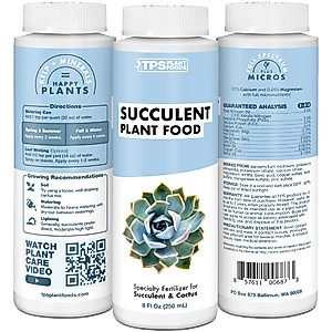 Succulent Plant Food for Succulents, Cactus, Jade and Aloe, Liquid Houseplant Fertilizer 8 oz (250mL)