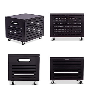 BIRDROCK HOME Rolling File Storage Organizer Box with Lid (NEW VERSION) - Bamboo - Decorative Wood Hanging Filing & Storage Office Box - Letter or Legal - Strong Durable - Toys Blankets - Cafe Noir