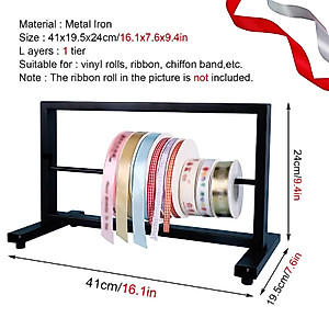 Scpantkend Crafts Ribbon Holder Organizer Rack Tabletop Rack Stand for Storage Ribbon Roll, Modern Small Metal Embroidery Thread Organizer Holder with Removable Bar for Florist/Dessert Shop