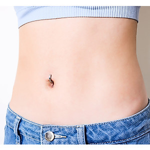 2 Piece Belly Button Ring for Women Surgical Steel Cubic Zirconia Navel Clicker Body Piercing Jewelry for Girls (Silver)