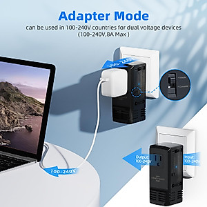 Power Converter Adapter Combo 2000W Voltage Converter 220V to 110V converters and adapters for Travel Europe Built-in with 4 Adapter Plugs US to Europe, UK, Israel, Africa Over 150 Countries FUNPRO