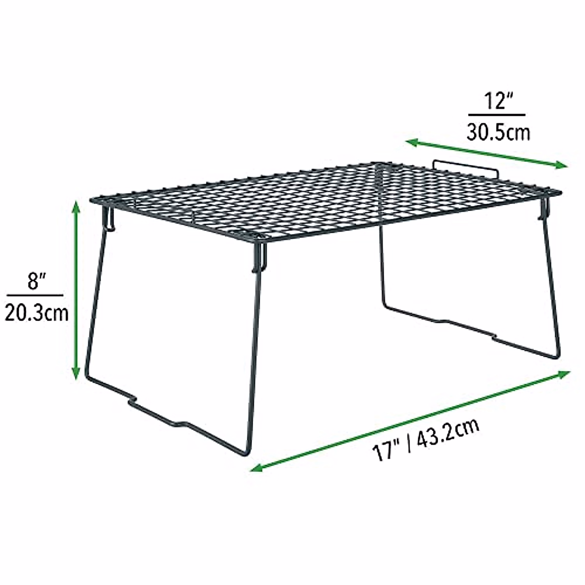 mDesign Metal Stackable Storage Shelf - Closet, Cabinet, Countertop 2-Tier Raised Organizer - for Bedrooms, Bathrooms, Entryways, Hallways - 17" x 12" x 8", 4 Pack - Black