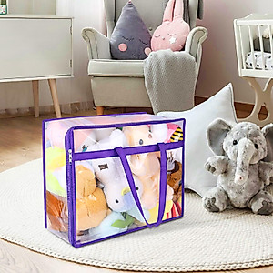 Budding Joy 6 Pack Clear Zippered Storage Bags for Clothes,40L Closet Organizers and Storage Containers Vinyl Moving Bag for Bedding, Linen, Blankets, Comforters, Clothing & Toys