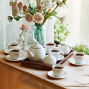 BTaT- Royal Tea Set, 4 Tea cups (8oz), Tea Pot (32oz), Creamer and Sugar Set, China Tea Set for Adults, Tea Service, Tea Cups and Saucer Set, Tea Cups Set of 4, Porcelain Tea Set