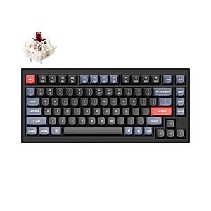 Keychron Q1 RGB Wired Custom Mechanical Keyboard, QMK/VIA Programmable Macro with 75% Layout Hot-swappable Gateron G Pro Brown Switch Double Gasket Compatible with Mac Windows Linux (Black) -Version 2